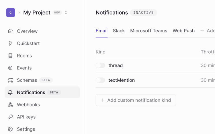 How to create a notification settings panel | Liveblocks Documentation