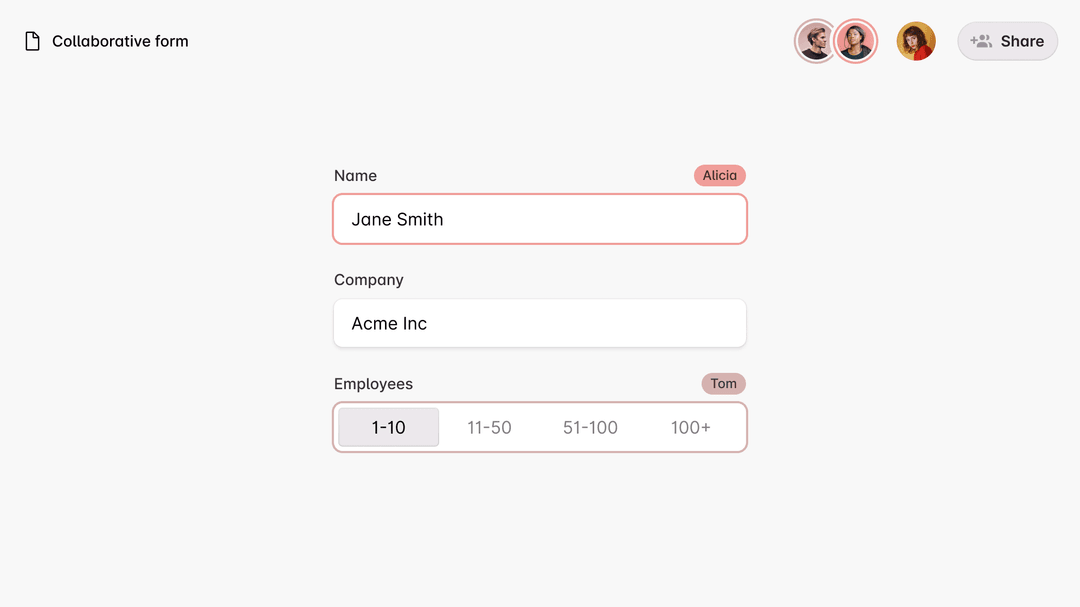 Collaborative form | Fill out forms together