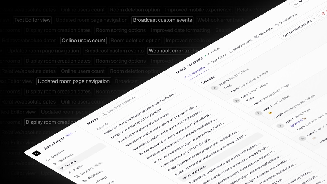 Dashboard enhancements to improve observability and developer experience | Liveblocks Blog