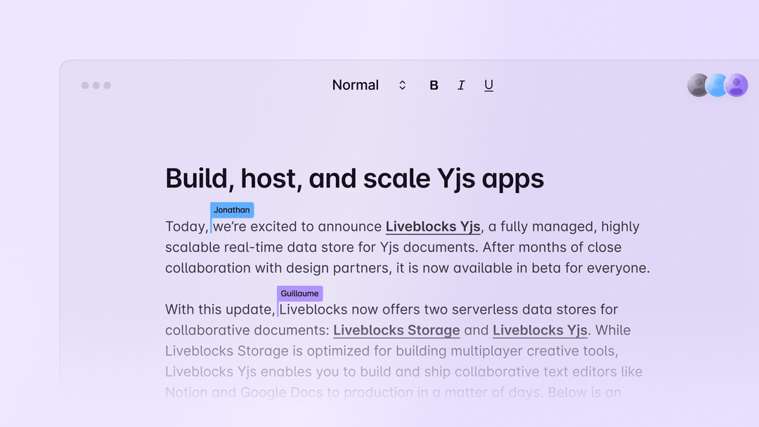 Build collaborative text experiences with Liveblocks Yjs | Liveblocks blog