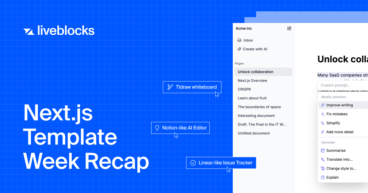 Next.js Template Week recap | Liveblocks blog